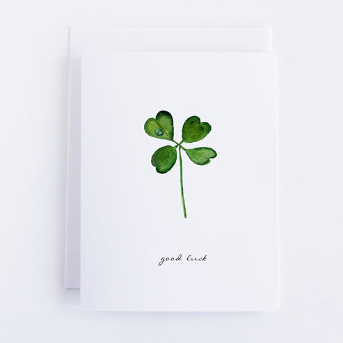 Four Leaf Clover Watercolor Note Card (single card) – Finding Silver ...