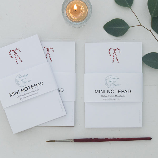 Candy Cane Watercolor Mini Notepad – Finding Silver Pennies