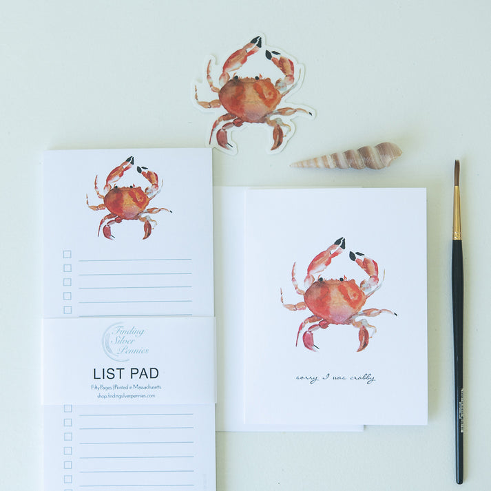 Crab Note Card – Finding Silver Pennies