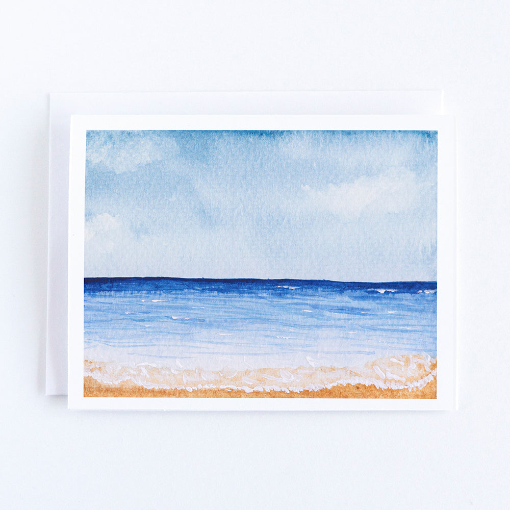 A Day at the Beach Watercolor Note Card (Single Card with Envelope ...