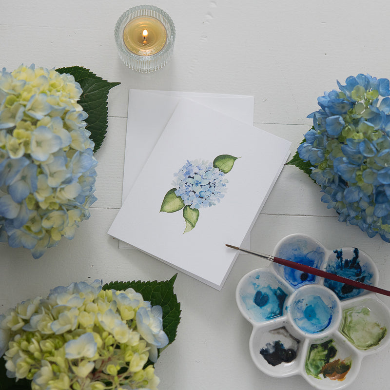 Hydrangea Watercolor Note Card – Finding Silver Pennies