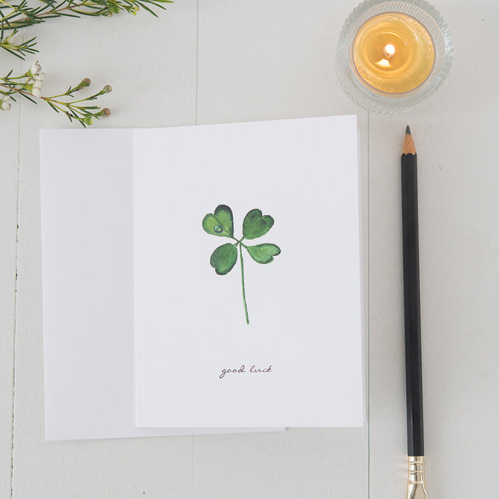 Four Leaf Clover Watercolor Note Card (single card) – Finding Silver ...