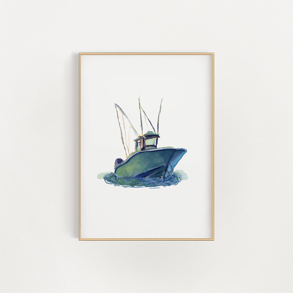 Teal Fishing Boat Print – Finding Silver Pennies